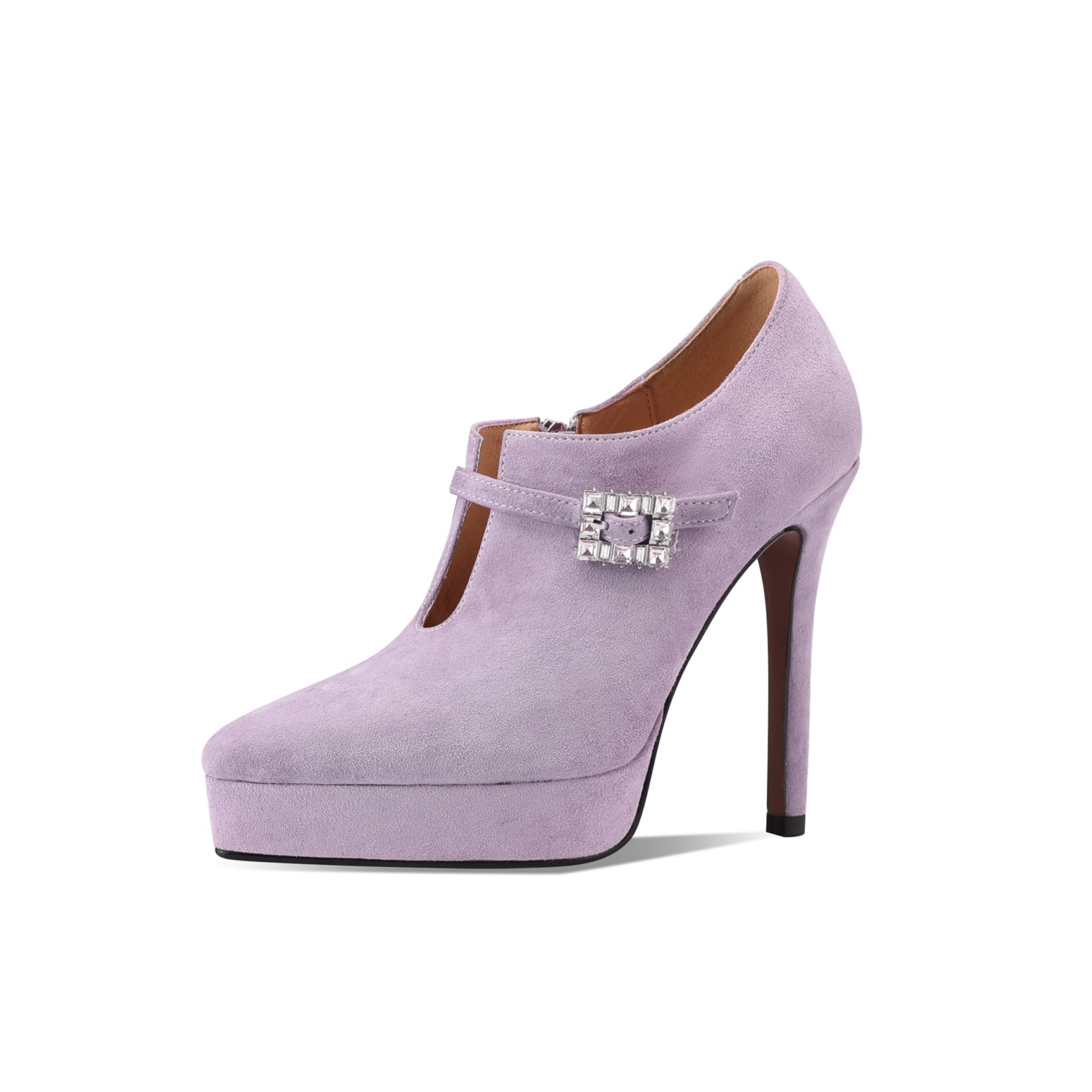 TinaCus Women's Suede Leather Platform High Stiletto Heel Handmade Buc